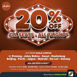 AirAsia All Seats, All Flights 20% off sale on now - Economy Traveller